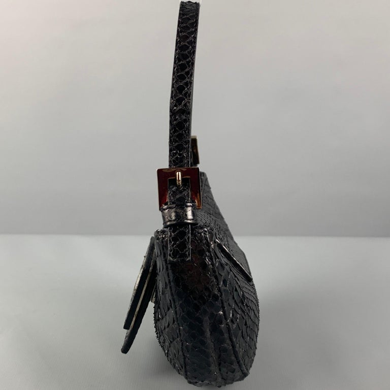FENDI Black Snake Skin Evening Zucca Mini Handbag For Sale at 1stDibs