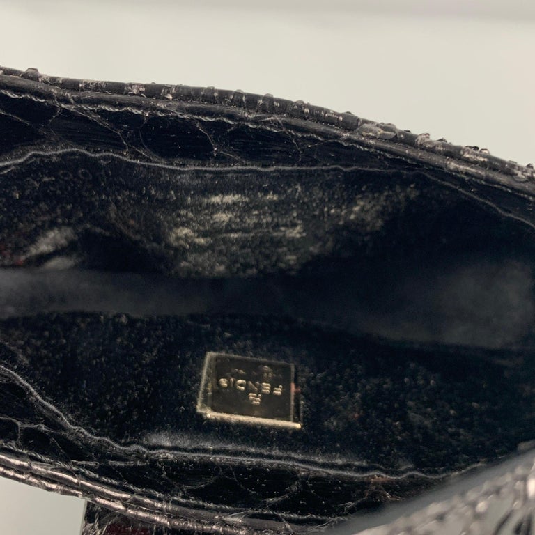 FENDI Black Snake Skin Evening Zucca Mini Handbag For Sale at 1stDibs