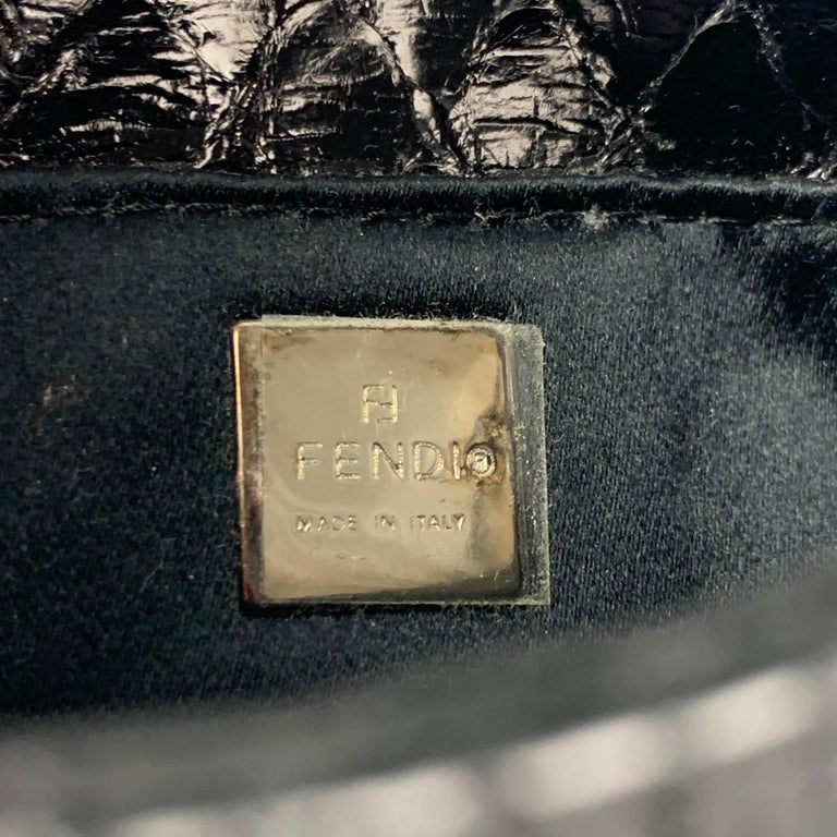 FENDI Black Snake Skin Evening Zucca Mini Handbag For Sale at 1stDibs