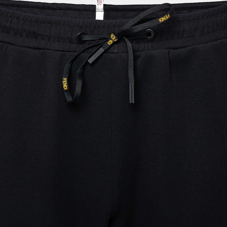 Fendi Black Stretch Knit Logo Tape Detailed Trackpants L For Sale at ...