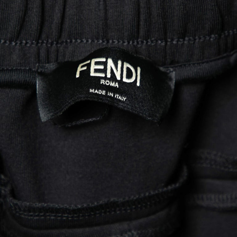 Fendi Black Stretch Knit Logo Tape Detailed Trackpants L For Sale at ...