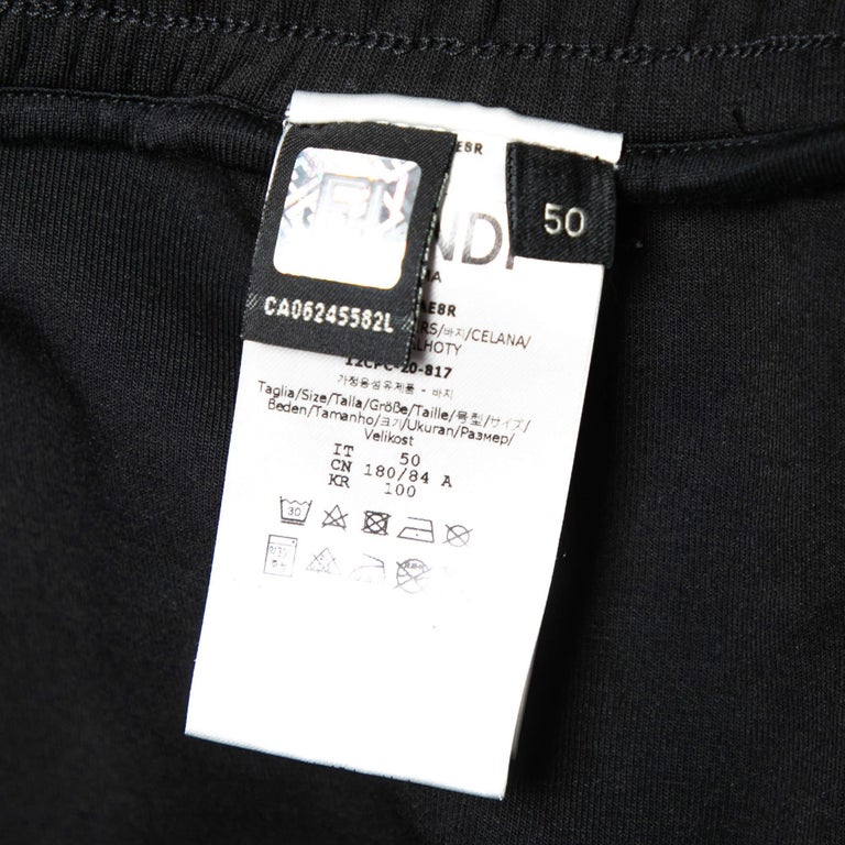 Fendi Black Stretch Knit Logo Tape Detailed Trackpants L For Sale at ...