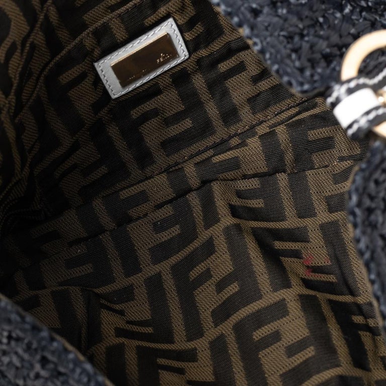 Fendi Black Woven Straw Flap Shoulder Bag at 1stDibs