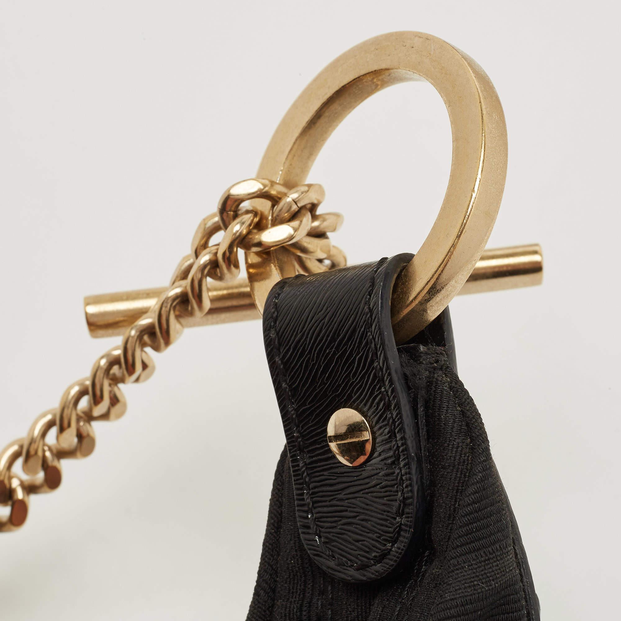 Fendi Black Zucca Canvas Chef Chain Link Hobo For Sale at 1stDibs