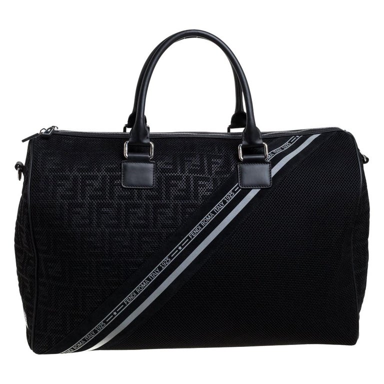 Fendi Black Zucca Mesh and Leather Duffle Bag at 1stDibs