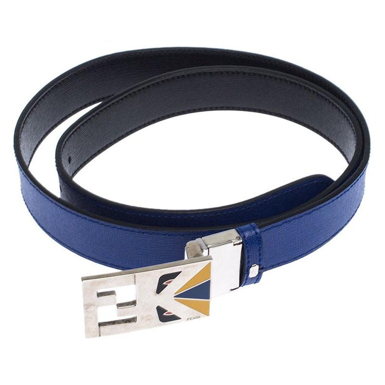 Fendi Blue/Black Leather Reversible Monster Belt 107CM at 1stDibs ...