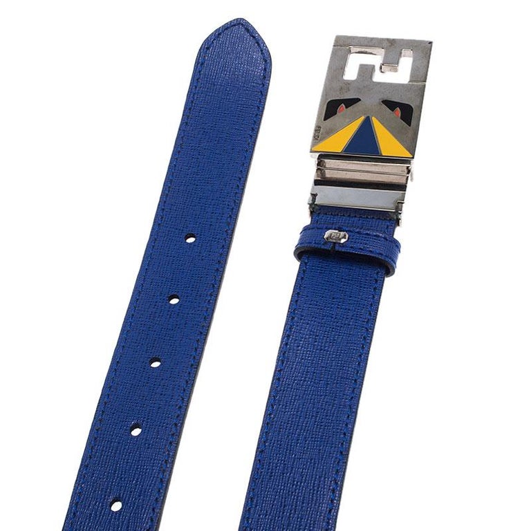 Fendi Blue/Black Leather Reversible Monster Belt 107CM at 1stDibs ...