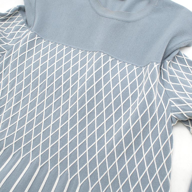 Fendi Blue Embroidered Stitch Detail Knit Midi Dress 40 IT/ 8 UK at ...