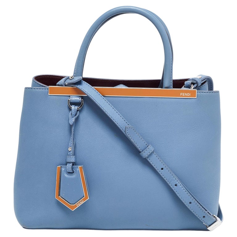 Fendi Blue Leather 2jours Tote For Sale at 1stDibs