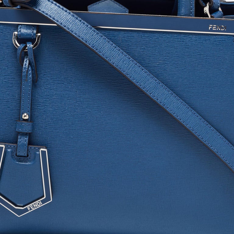 Fendi Blue Leather Mini 2jours Tote For Sale at 1stDibs