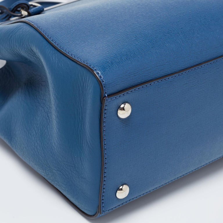 Fendi Blue Leather Mini 2jours Tote For Sale at 1stDibs