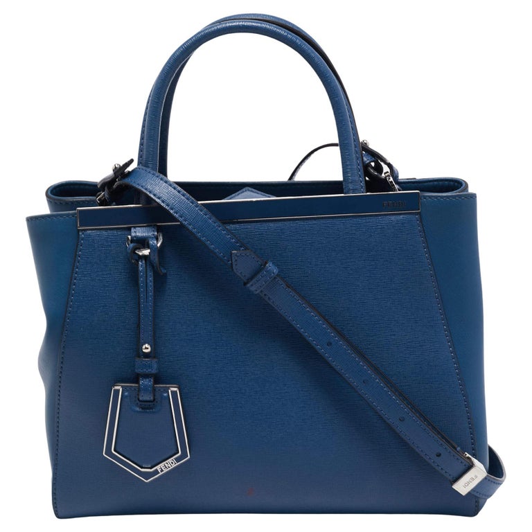 Fendi Blue Leather Mini 2jours Tote For Sale at 1stDibs