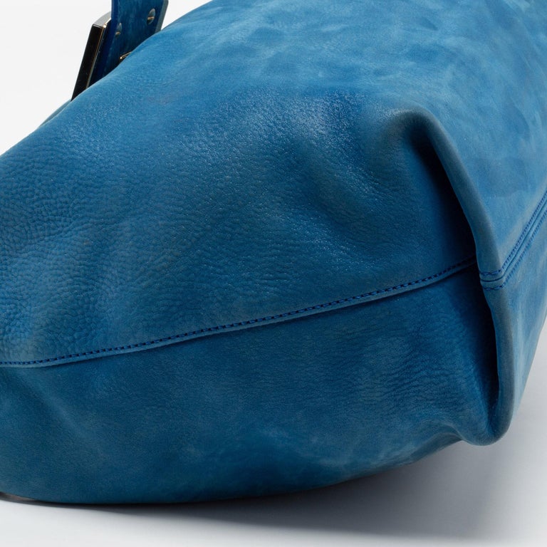 Fendi Blue Suede Zip Hobo For Sale at 1stDibs