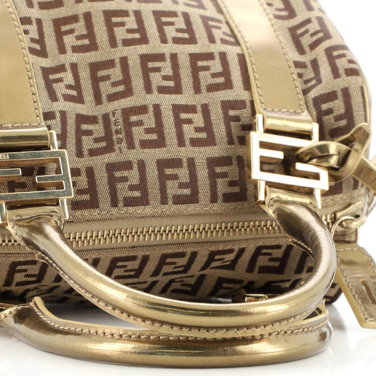 Fendi Boston Bag Zucchino Canvas Small For Sale at 1stDibs