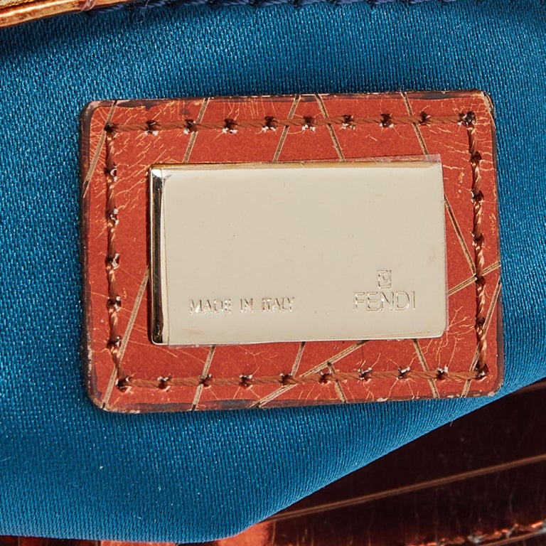 Fendi Bronze/Gold Leather Vanity Mirror Clutch For Sale at 1stDibs