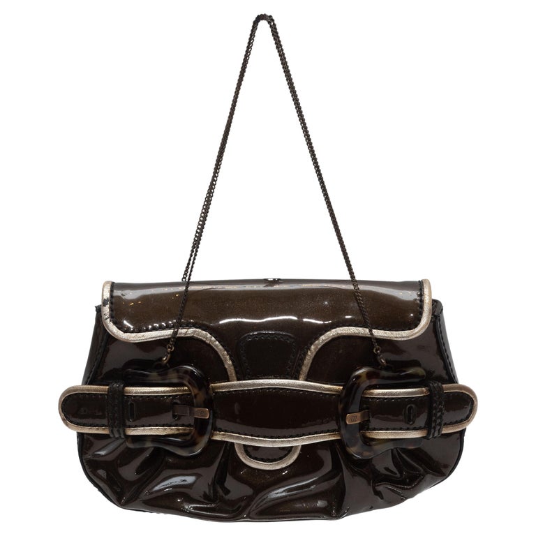 Fendi Bronze Patent Leather Mini Bis B Bag For Sale at 1stDibs