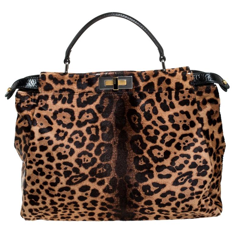 Fendi Metallic Brown Selleria Leather Large Peekaboo Top Handle Bag For ...