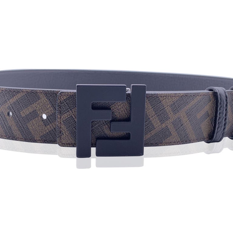 Fendi Brown Black Monogram Zucca Reversible Belt FF Buckle For Sale at ...