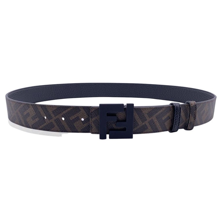 Fendi Brown Black Monogram Zucca Reversible Belt FF Buckle For Sale at 1stDibs