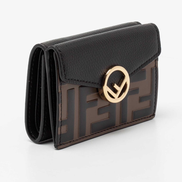 Fendi Brown/Black Zucca Leather F is Fendi Trifold Wallet For Sale at ...
