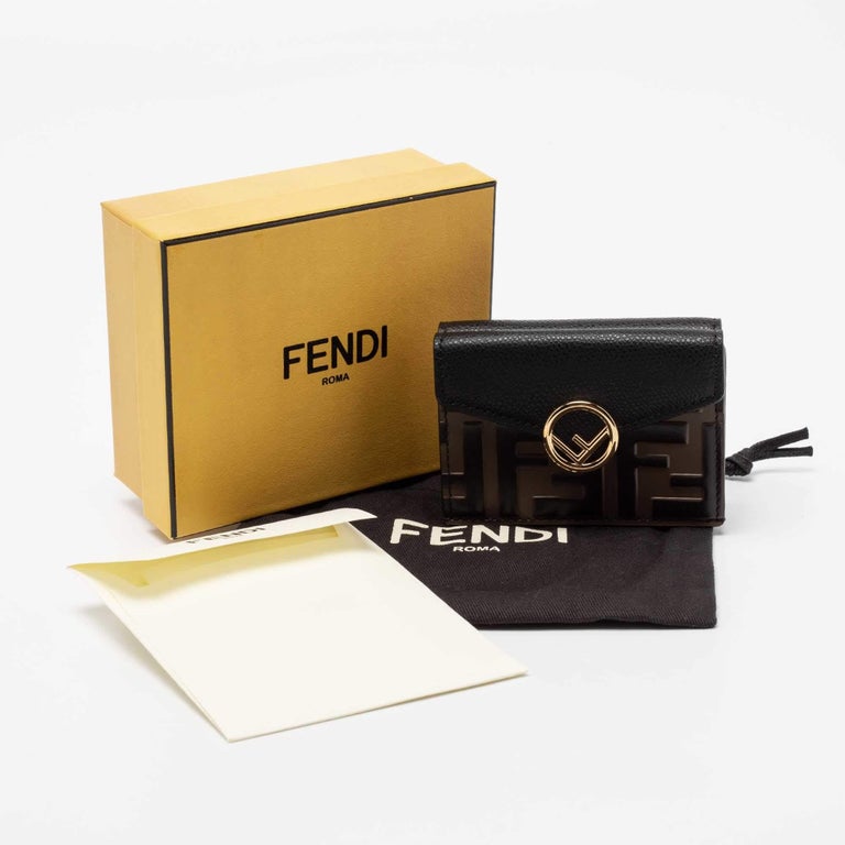 Fendi Brown/Black Zucca Leather F is Fendi Trifold Wallet For Sale at ...