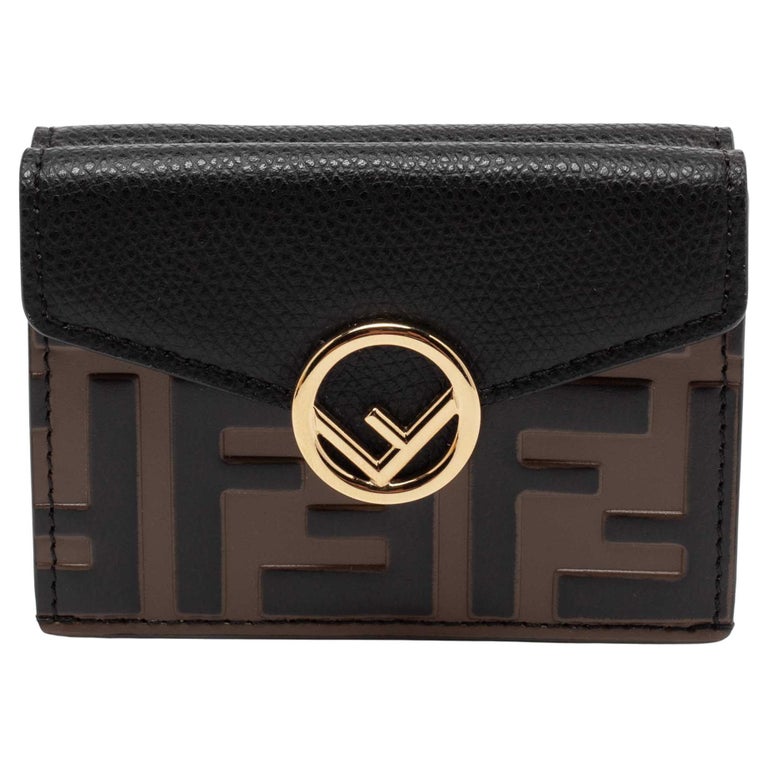 Fendi Brown/Black Zucca Leather F is Fendi Trifold Wallet For Sale at ...