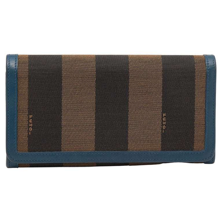 Fendi Brown/Blue Pequin Stripe Canvas And Leather Flap Continental ...