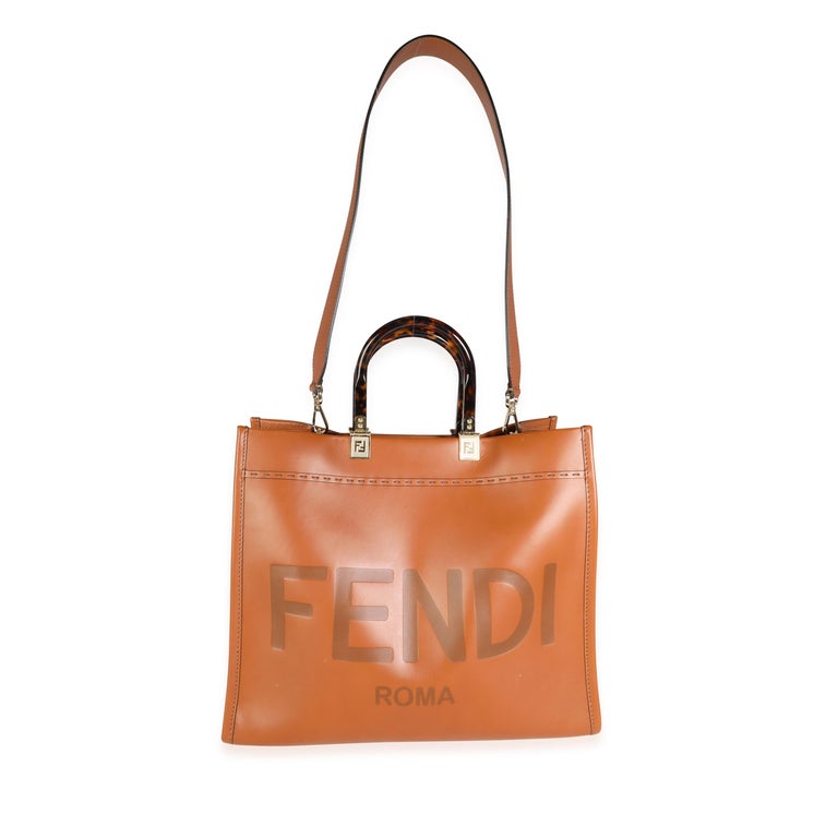 Fendi Brown Debossed Leather and Tortoiseshell Plexiglass Medium ...