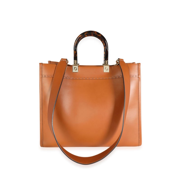 Fendi Brown Debossed Leather and Tortoiseshell Plexiglass Medium ...