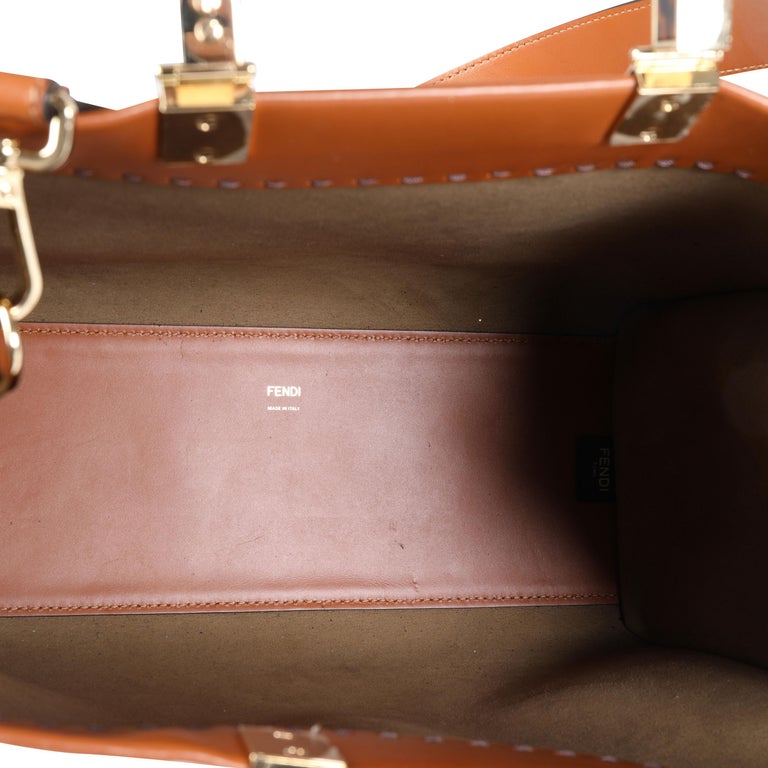 Fendi Brown Debossed Leather and Tortoiseshell Plexiglass Medium ...