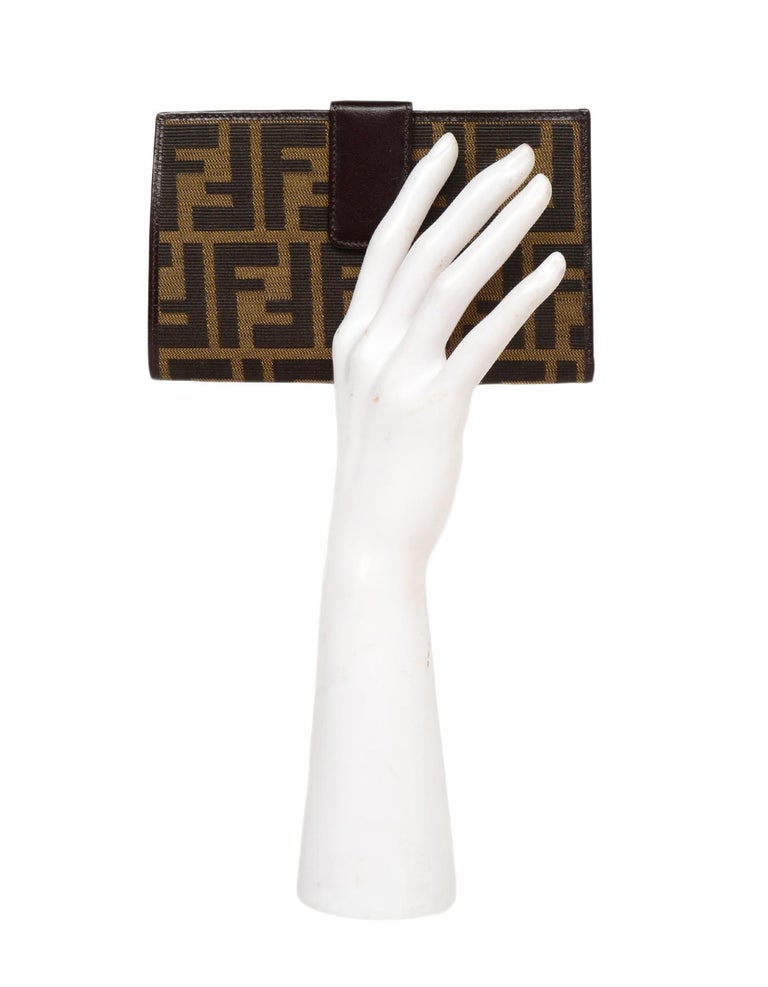 Fendi Brown FF Monogram Zucca Wallet W/ Box For Sale at 1stDibs