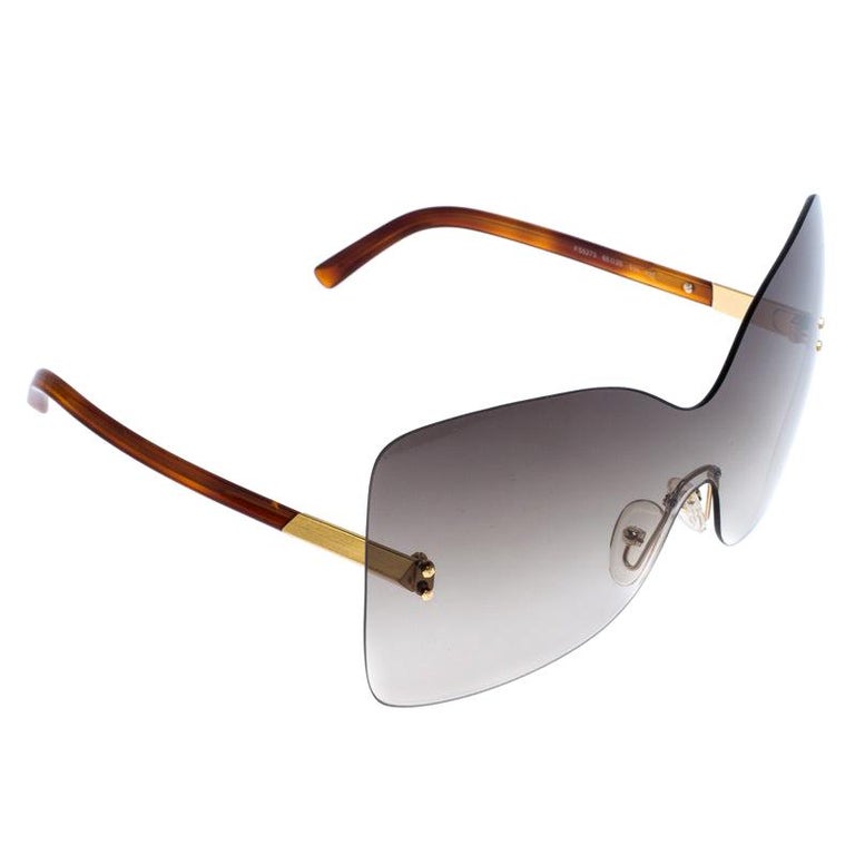 Fendi Brown/Green Gradient Runway Rimless Sunglasses For Sale at 1stDibs