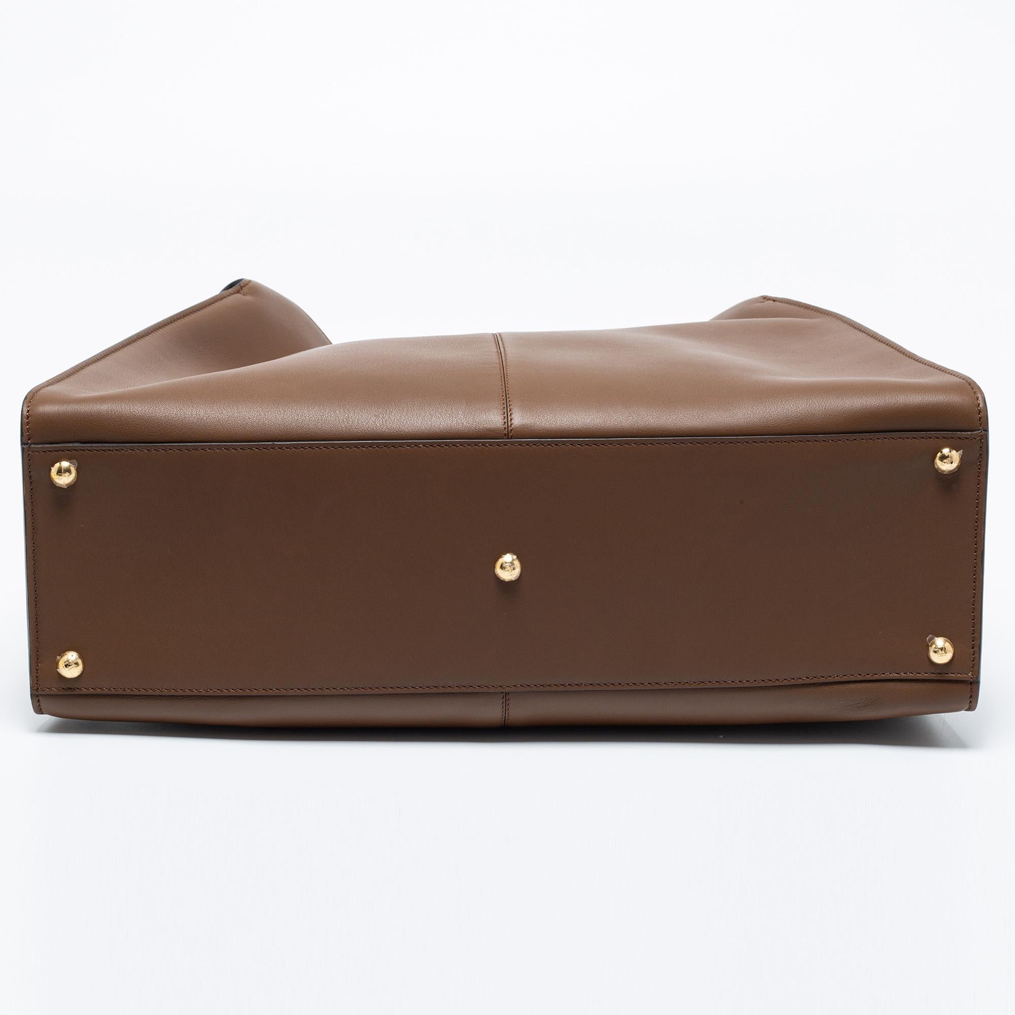 Fendi Brown Leather Large X Lite Peekaboo Top Handle Bag at 1stDibs ...