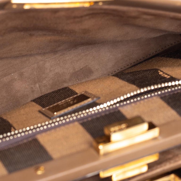 Fendi Brown Leather Medium Peekaboo Top Handle Bag At 1stdibs