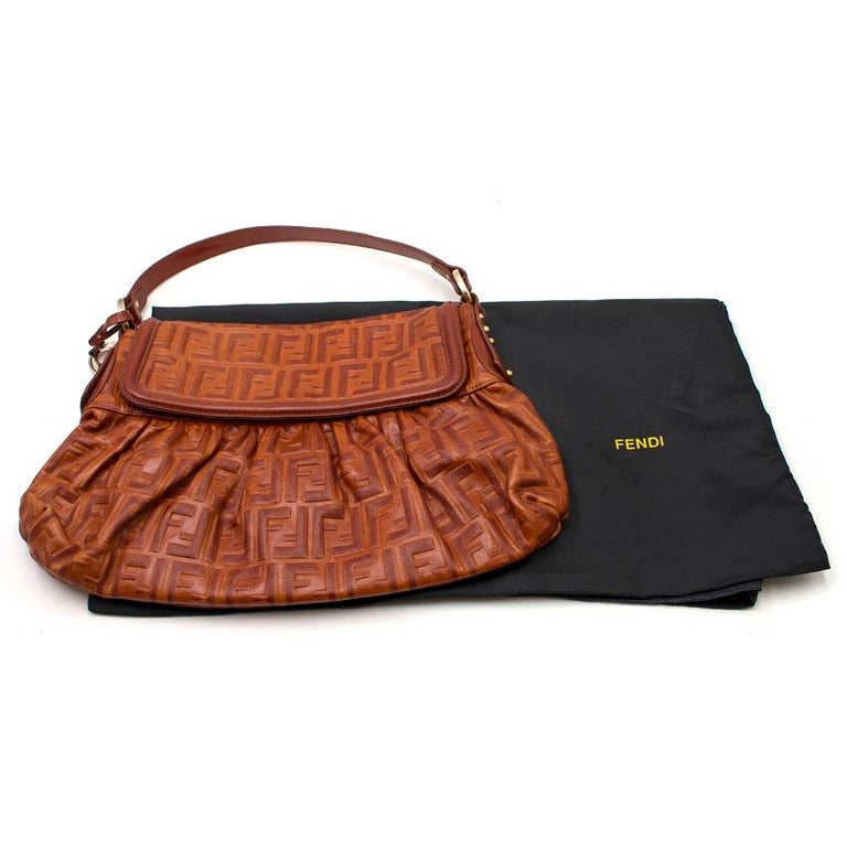 Fendi Brown Leather Monogram Shoulder Bag at 1stDibs