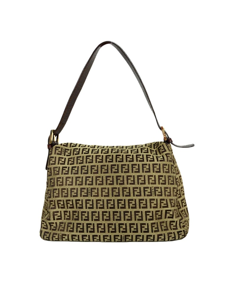 Fendi Brown Mini Monogram Zucchino Mama Baguette Shoulder Bag For Sale ...