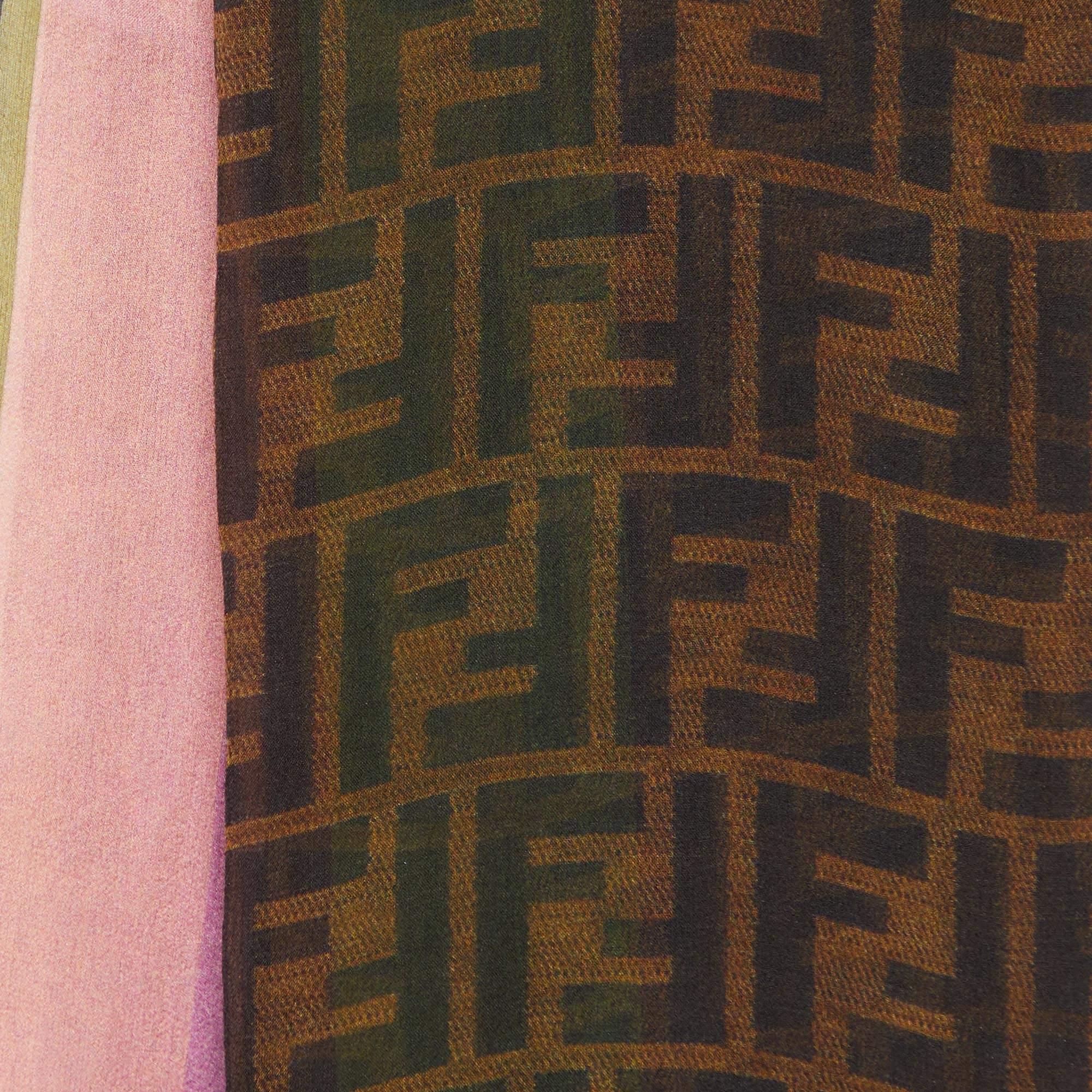 Fendi Brown/Multicolor FF Print Silk Stole For Sale at 1stDibs