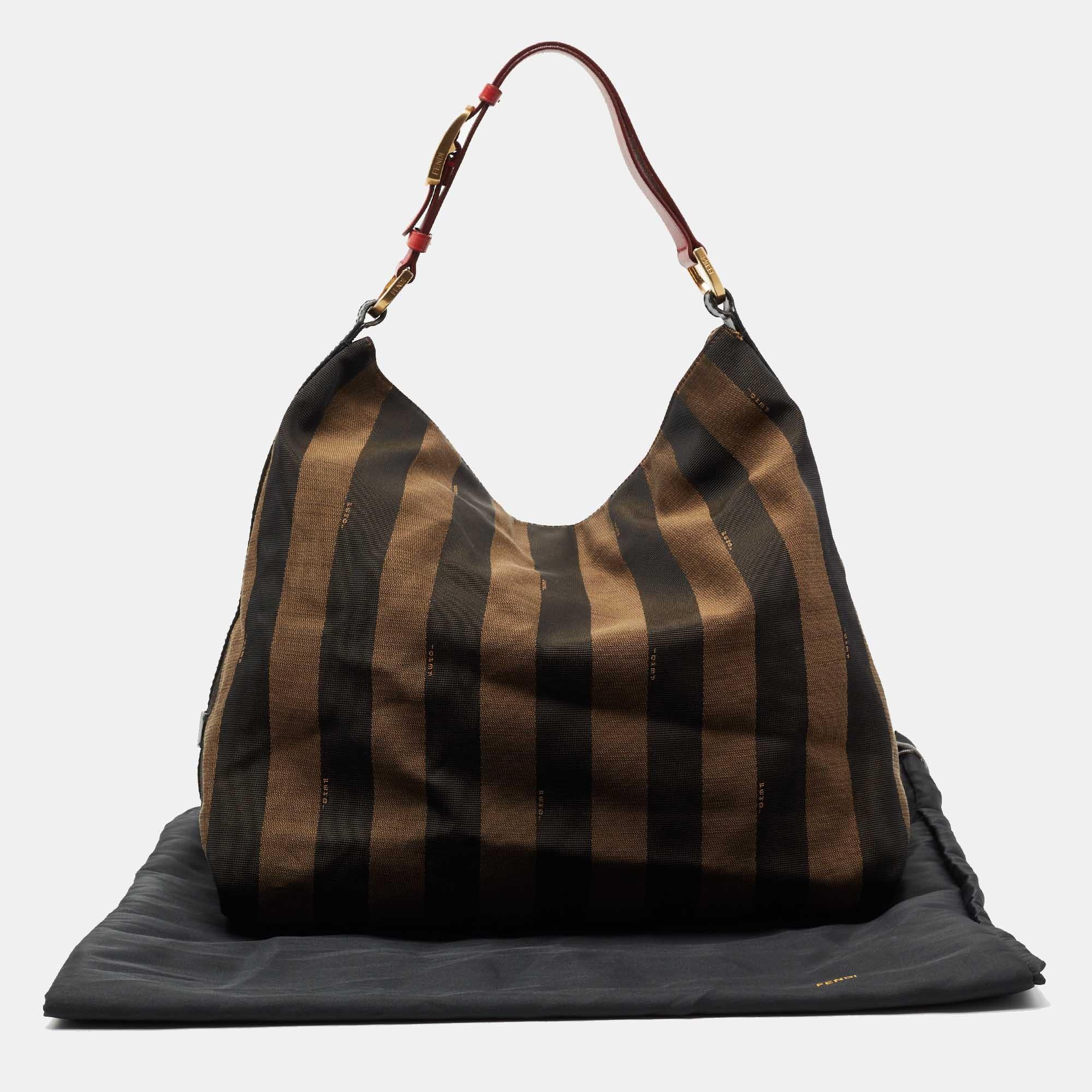 Fendi Brown Pequin Striped Canvas Hobo at 1stDibs | fendi striped ...