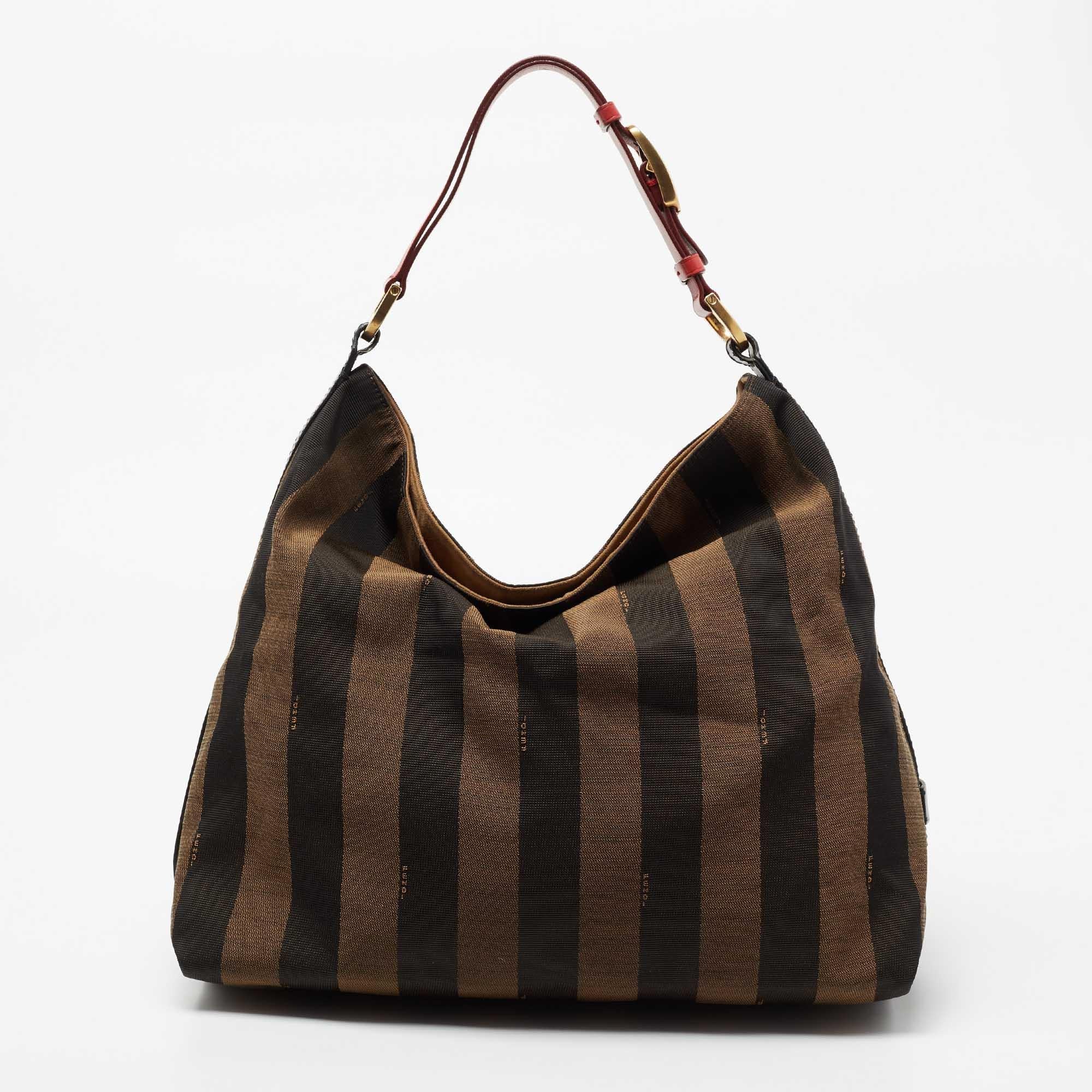 Fendi Brown Pequin Striped Canvas Hobo at 1stDibs | fendi striped ...