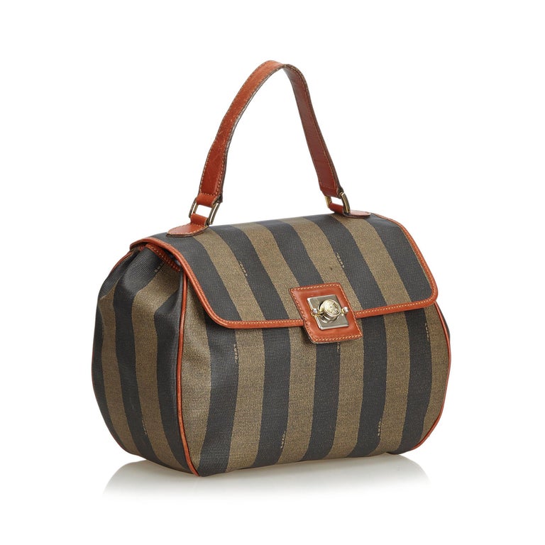 Fendi Brown PVC Plastic Pequin Handbag Italy For Sale at 1stDibs