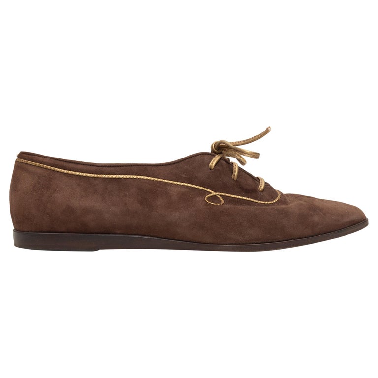 Fendi Brown Suede Pointed-Toe Oxfords For Sale at 1stDibs