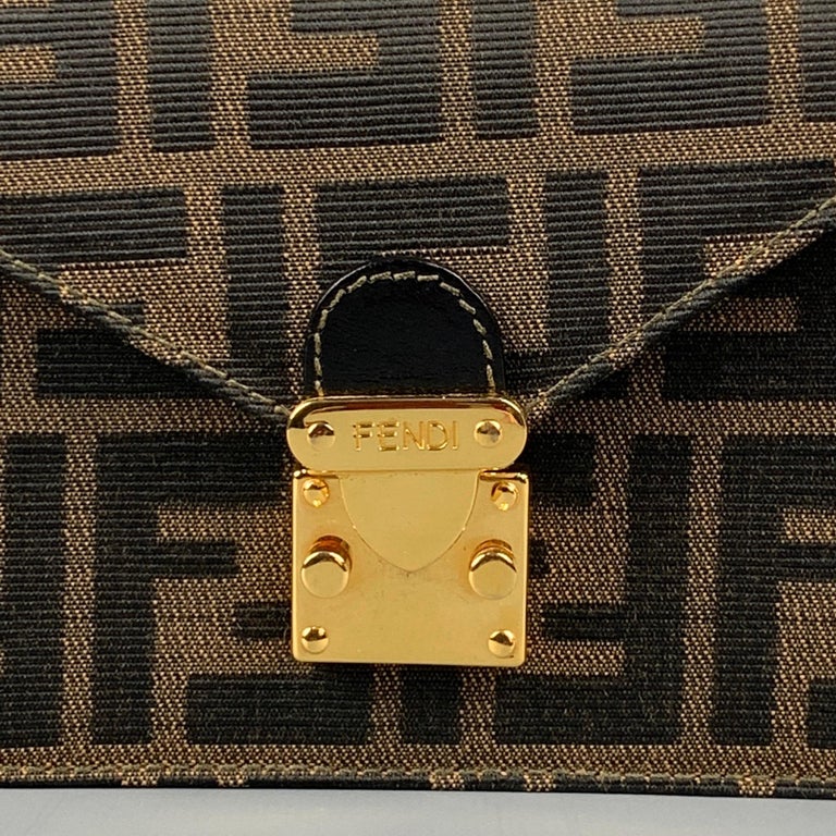 FENDI Brown and Tan Monogram Canvas Cross Body Mini Handbag at 1stDibs