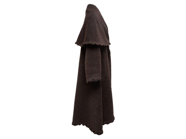 Fendi Brown Wool Ruffle-Trimmed Coat For Sale at 1stDibs