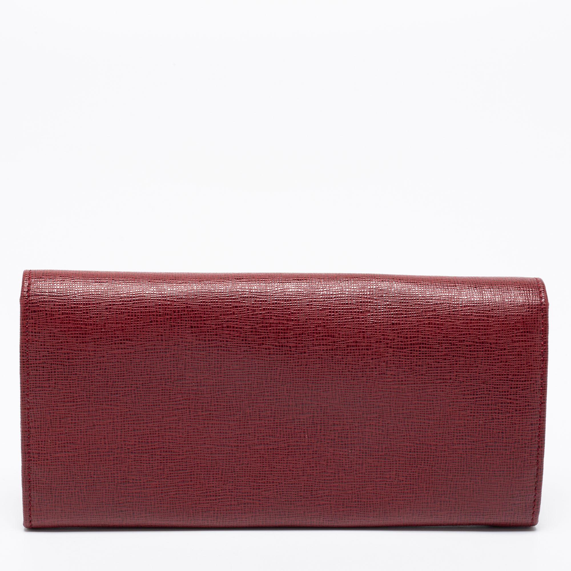 Fendi Burgundy Leather Continental Wallet For Sale at 1stDibs