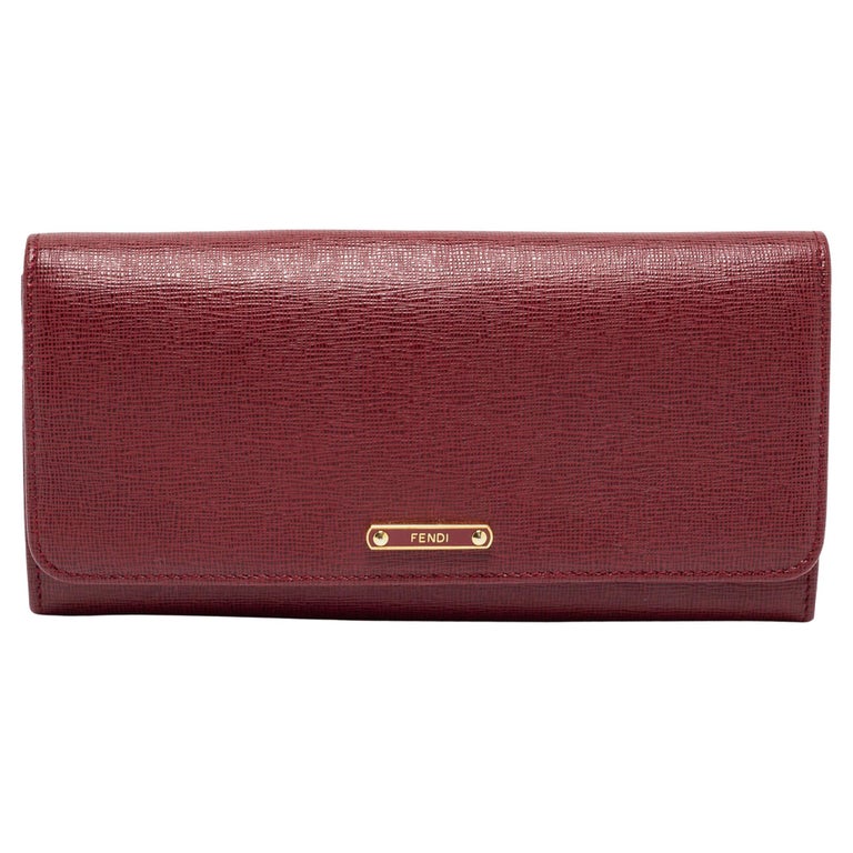 Fendi Burgundy Leather Continental Wallet For Sale at 1stDibs