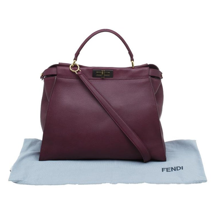 Fendi Burgundy Leather Large Peekaboo Top Handle Bag at 1stDibs