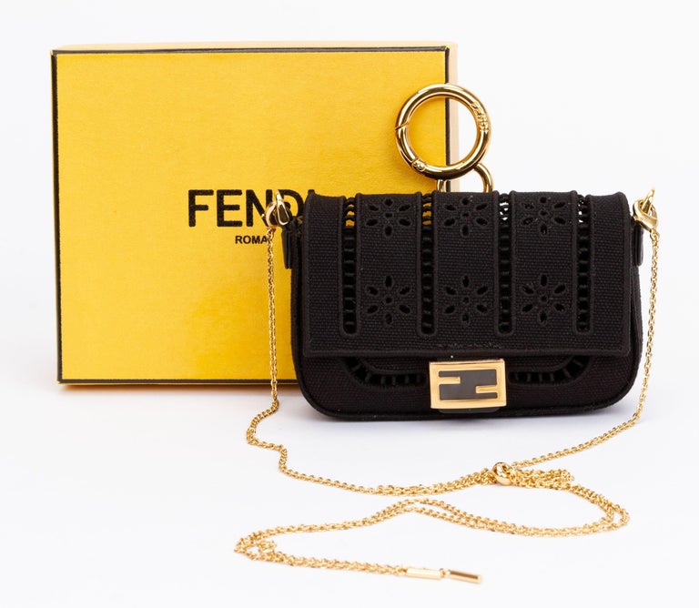 Fendi Canvas Embroidered Nano Baguette For Sale at 1stDibs