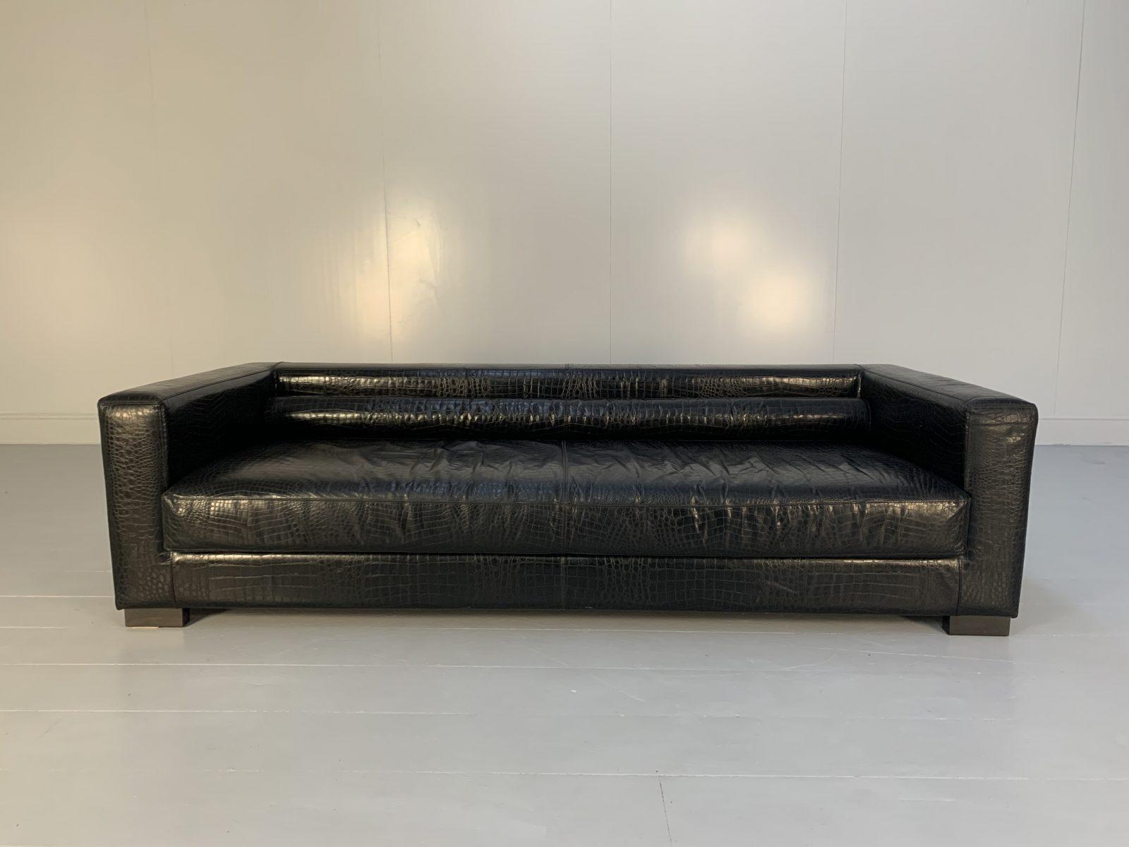 Fendi Casa 4-Seat Sofa – In Crocodile Print Black Leather For Sale at ...