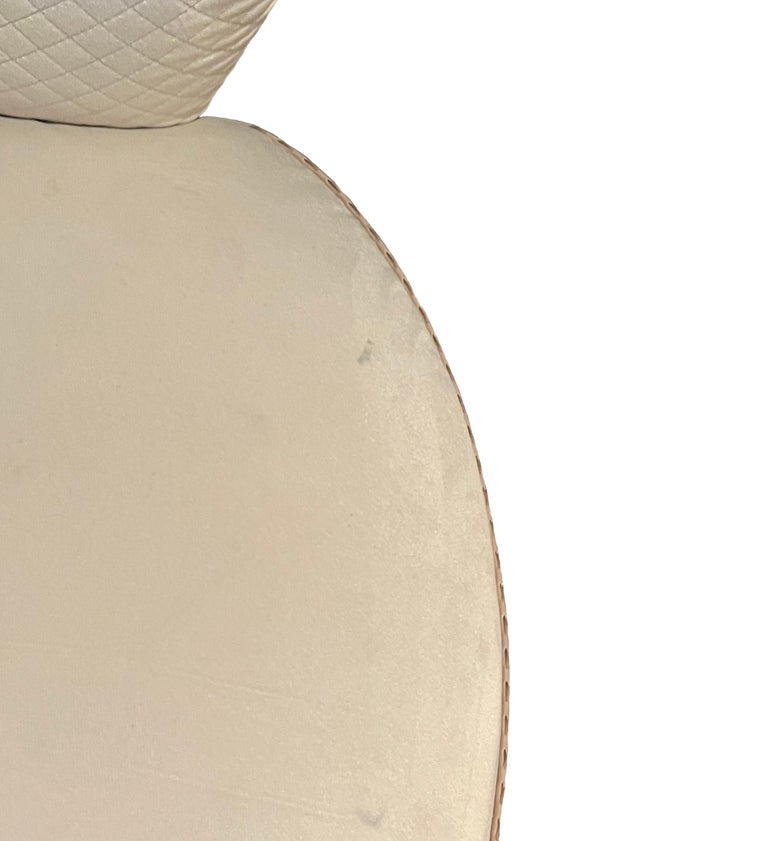 Pair of Swivel Chairs in Cream Velvet Quilted Upholstery by Fendi Casa ...