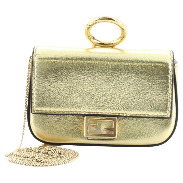 Fendi Chain Baguette Charm Bag Leather Nano at 1stDibs